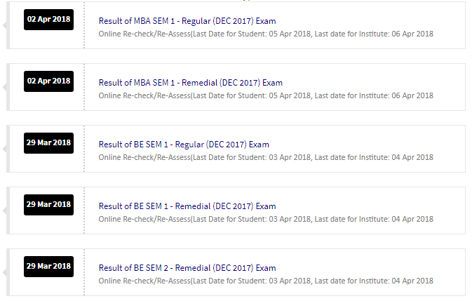 GTU Result 2018- All course 1st, 2nd, 3rd, 4th, 5th, 6th, 7th, 8th Sems ...